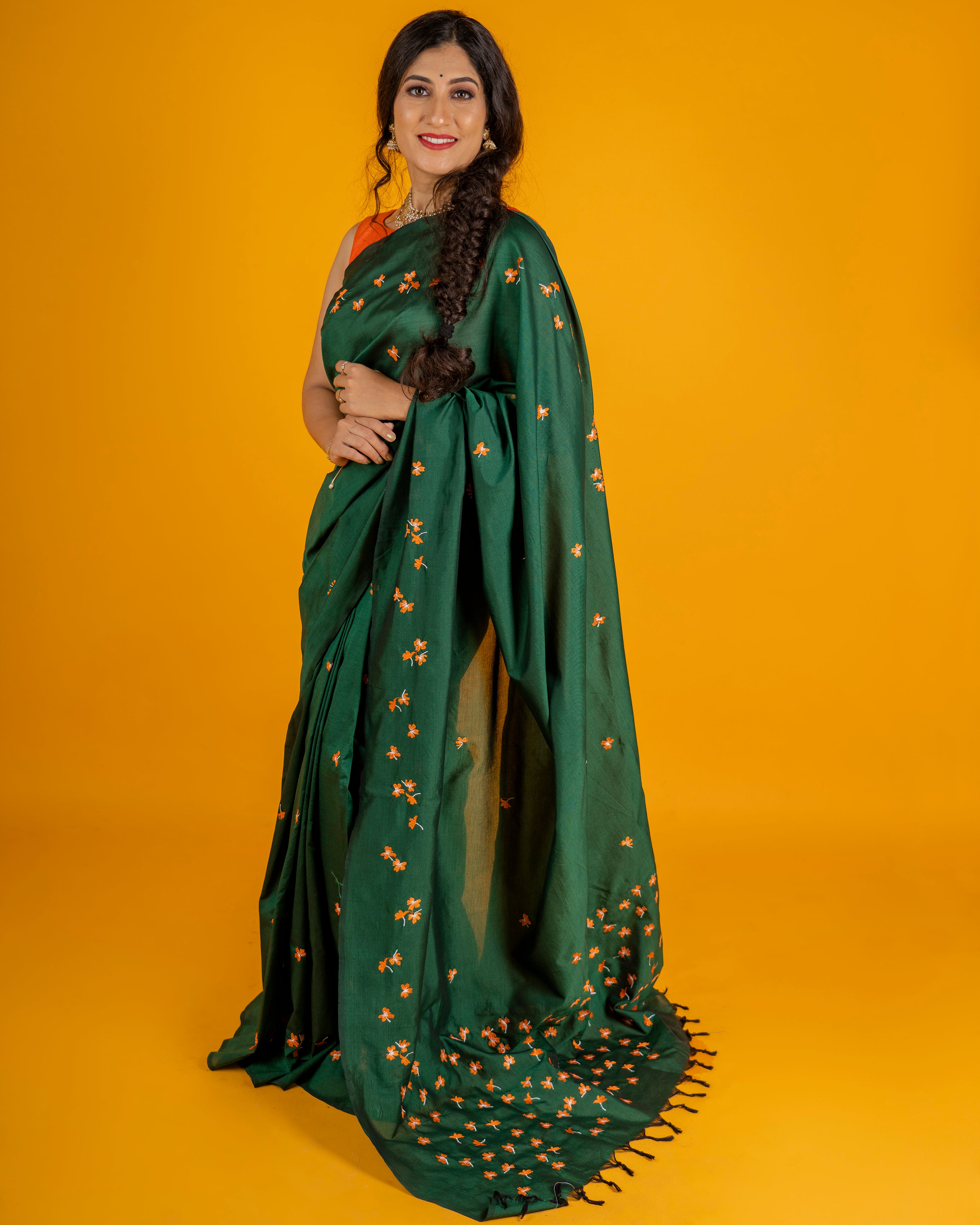 Aboli Saree - Bottle Green – Anjor by Janhavi